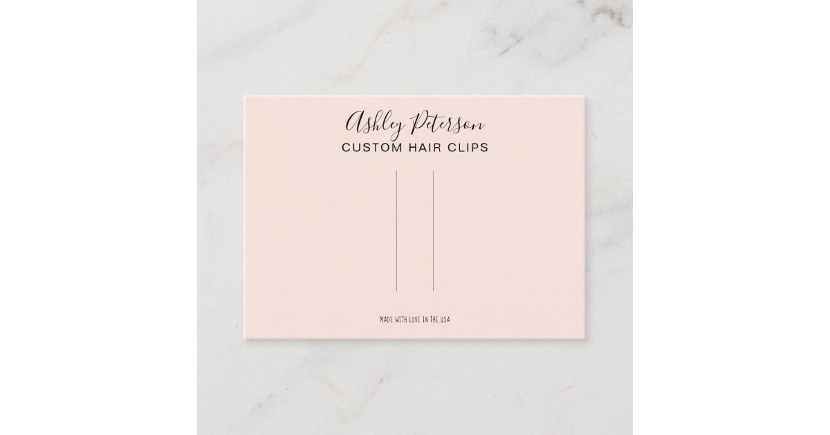 Pink minimalist elegant hair clip barrette display business card | Zazzle