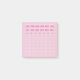 Pink Minimalist Monthly Planner Mini Calendar Post-it Notes | Zazzle