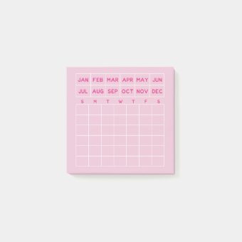 Pink Minimalist Monthly Planner Mini Calendar Post-it Notes | Zazzle