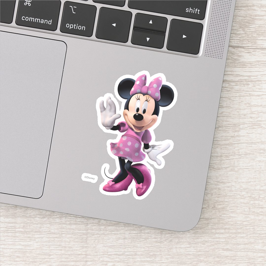 Pink Minnie | Cute Pose Sticker | Zazzle