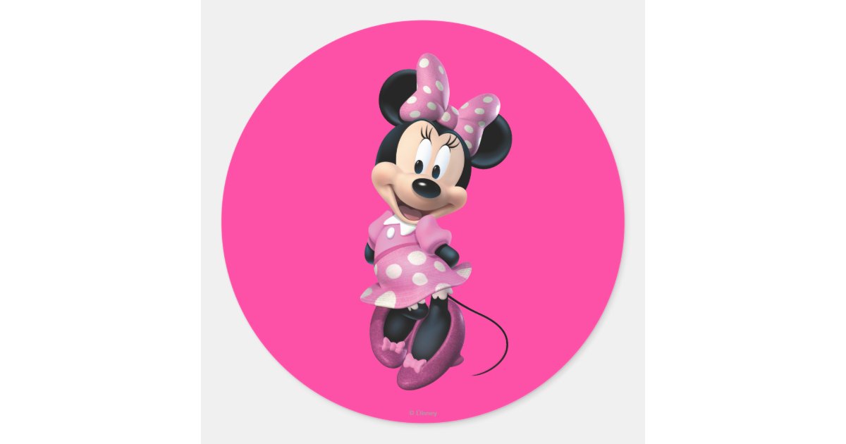 Pink Minnie | Hands Behind Back Classic Round Sticker | Zazzle