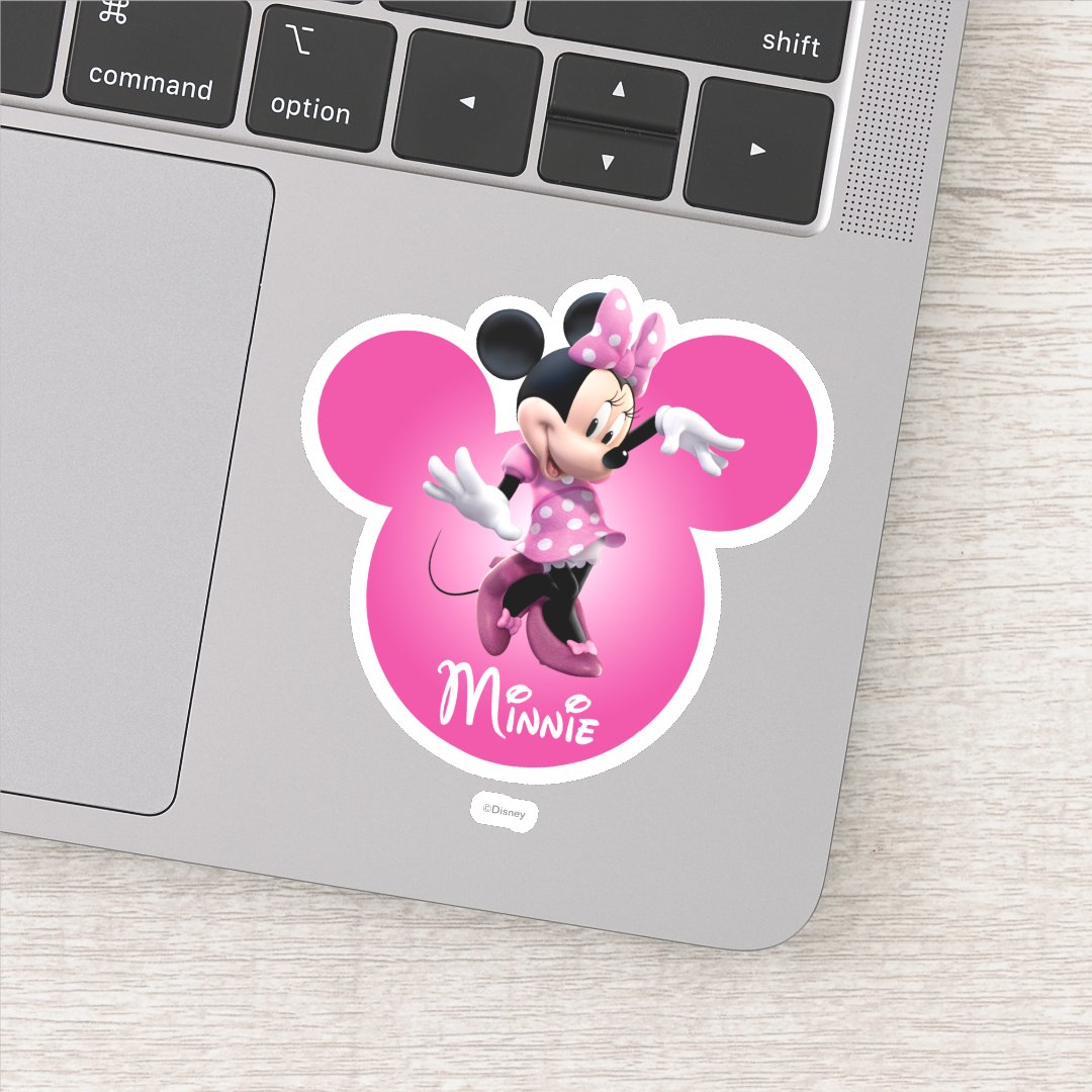 Pink Minnie | Mickey Head Icon Sticker | Zazzle