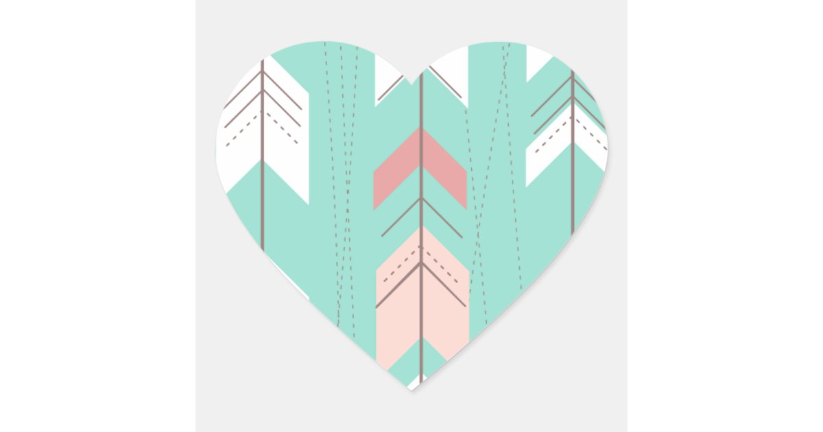 Pink Mint Tribal Aztec Heart Sticker | Zazzle