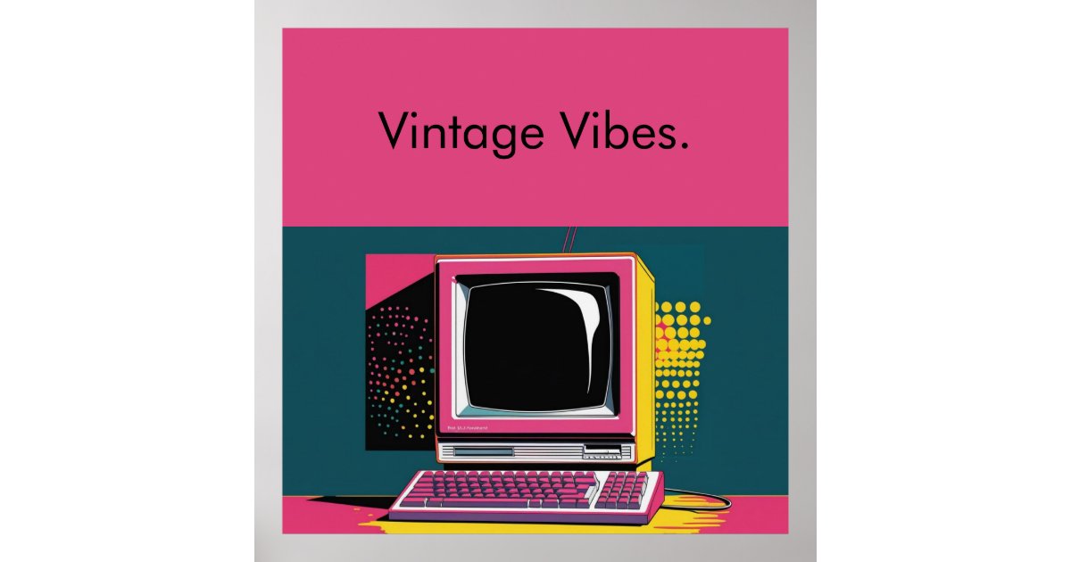 Pink Modern Art Vintage Computer Poster | Zazzle