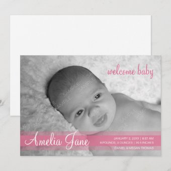Pink Modern Baby Girl Announcement | Zazzle