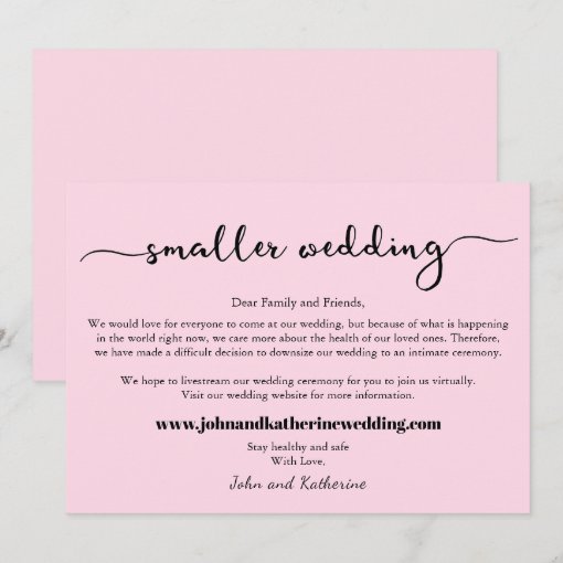 Pink Modern Elegant Smaller Wedding Announcement | Zazzle