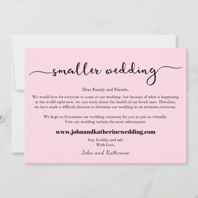 Pink Modern Elegant Smaller Wedding Announcement | Zazzle