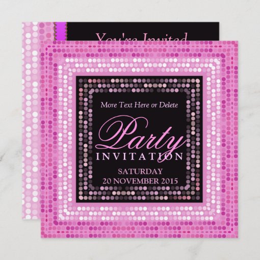 Pink Modern Lights Disco Dance Party Invitations | Zazzle