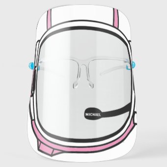 Pink Modern Personalized Space Astronaut Helmet Face Shield | Zazzle