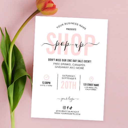 Pink Modern Pop Up Shop Marketing Flyer Market Day Invitation | Zazzle