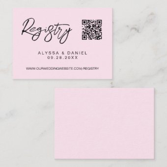 Pink Modern QR code wedding registry custom Enclosure Card | Zazzle