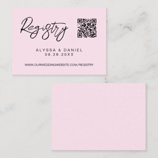 Pink Modern QR code wedding registry custom Enclosure Card | Zazzle