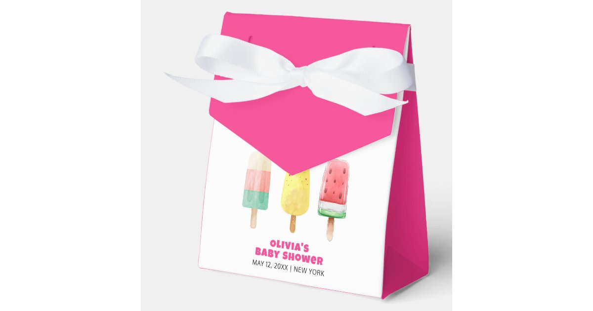 Pink Modern Summer Popcicle Ice Cream Baby Shower Favor Boxes | Zazzle