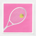 Pink Modern Tennis Ball White Racket Paper Dinner Napkins | Zazzle