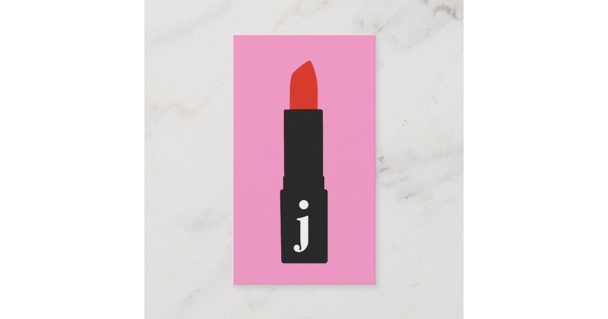 Pink Monogram Beauty Makeup Artist Lipstick Business Card | Zazzle