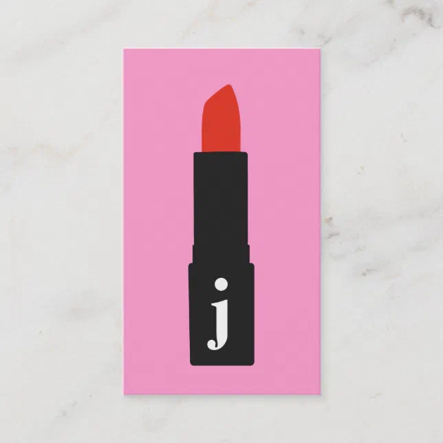 Pink Monogram Beauty Makeup Artist Lipstick Business Card | Zazzle