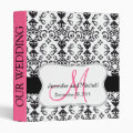 Pink Monogram Black Damask Planner Binder | Zazzle