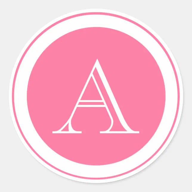 Pink Monogram Envelop Seal Sticker | Zazzle