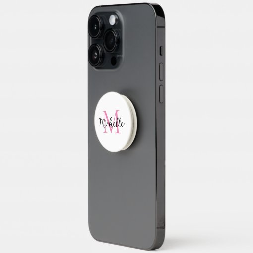 Pink Monogram First Name Personalized PopSocket | Zazzle