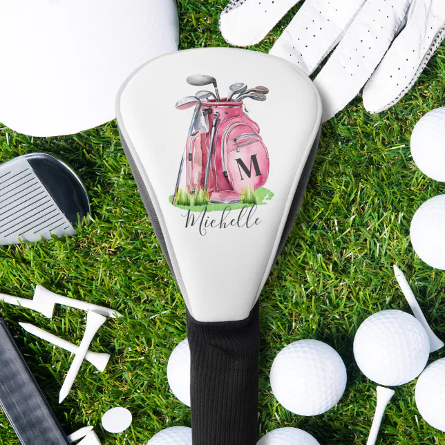 Pink Monogram Golf Head Cover | Zazzle