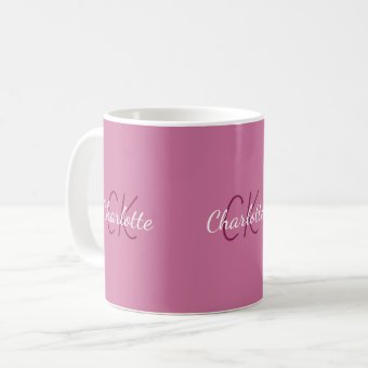Pink monogram initials name coffee mug | Zazzle