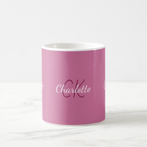 Pink monogram initials name coffee mug | Zazzle