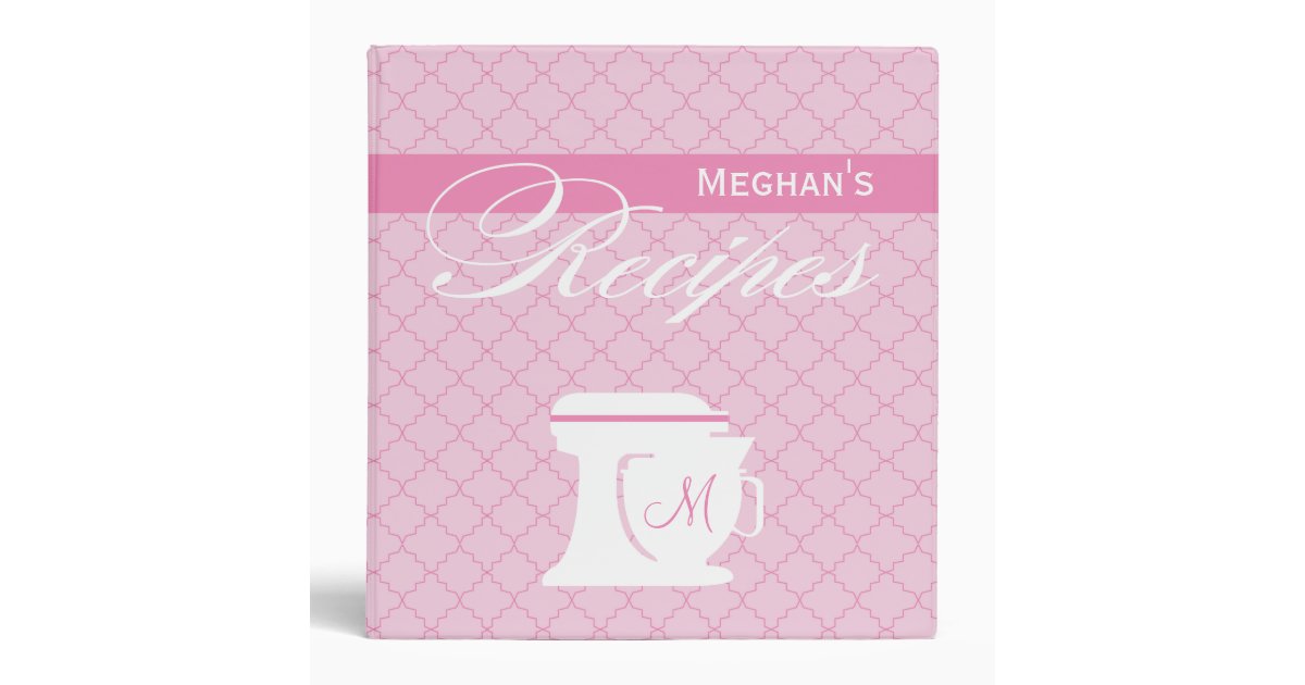 Pink Monogram Recipe Book Binder | Zazzle