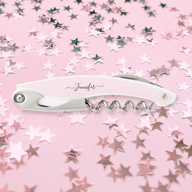 Pink Monogrammed Beer Wine Corkscrew Bottle Opener | Zazzle