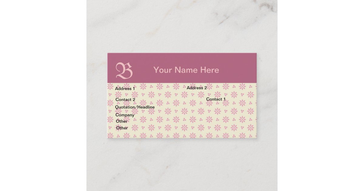 Pink Monogrammed Eyelet Business Card | Zazzle