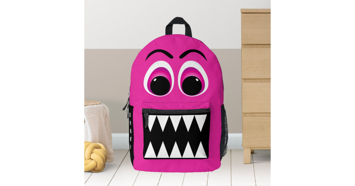 Pink Monster Cute Cartoon Personalised Printed Backpack | Zazzle
