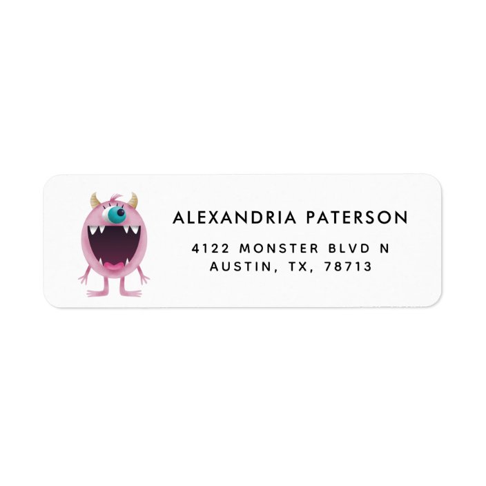 Pink Monster Cute Return Address Label | Zazzle.com