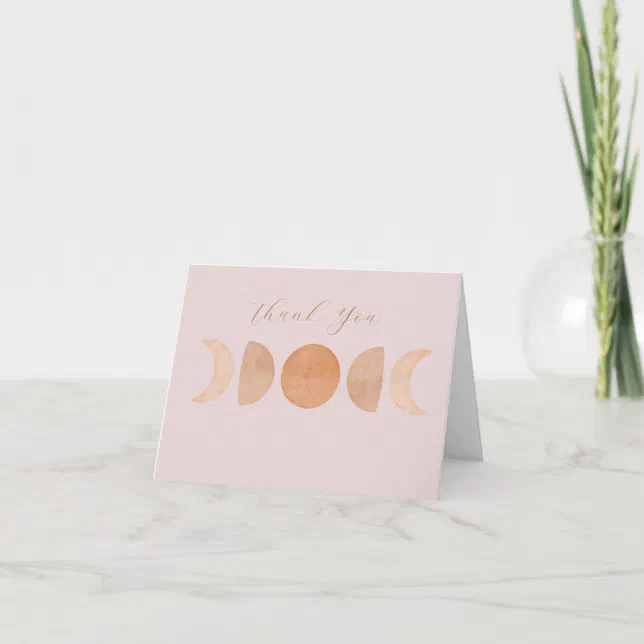Pink Moon Phases Thank You Card | Zazzle