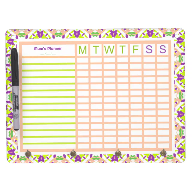 Pink Mother’s Day Mom Mam Weekly Goals Tracker Dry Erase Board With ...