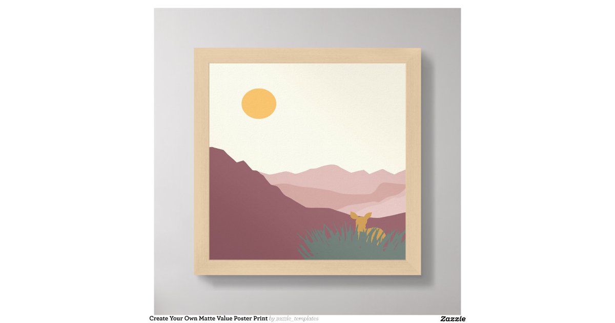 Pink mountains boho scenery poster | Zazzle