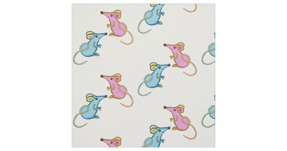 Pink mouse, blue mouse fabric | Zazzle