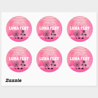 Pink Music Festival Thank You Classic Round Sticker | Zazzle