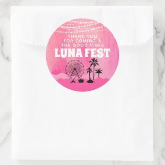 Pink Music Festival Thank You Classic Round Sticker | Zazzle