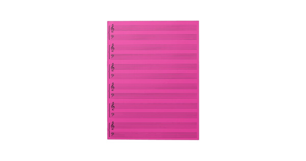 Pink Music Sheet Paper Notepad | Zazzle