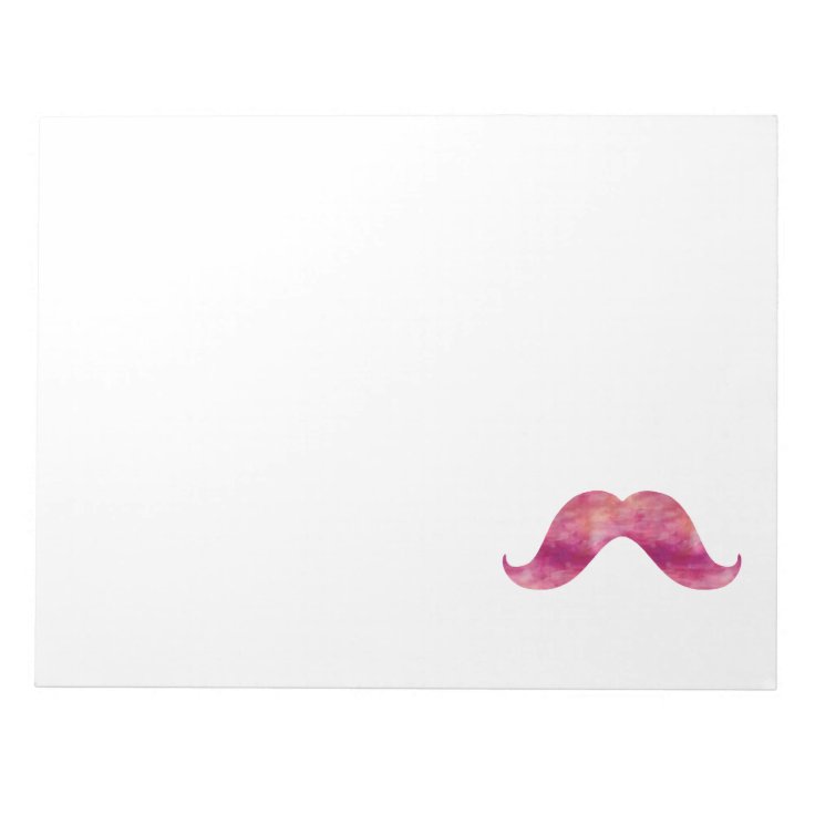 Pink Mustache Tie Dye Watercolor Mustaches Design Notepad | Zazzle