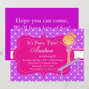 Pink n Purple polka dot Birthday Party Invitation | Zazzle