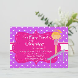 Pink n Purple polka dot Birthday Party Invitation | Zazzle