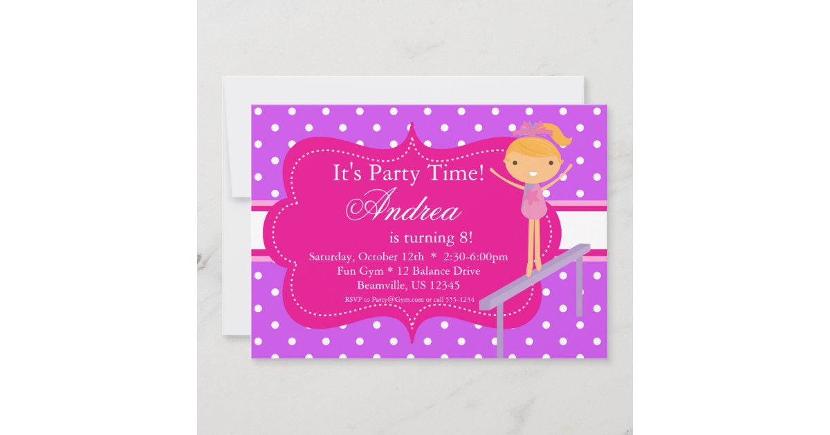 Pink n Purple polka dot Birthday Party Invitation | Zazzle