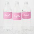 Pink name script water bottle label | Zazzle