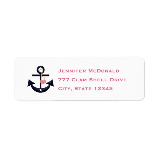 Pink Navy Anchor Heart Return Address Labels | Zazzle.com