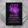 Pink Neon 13th Birthday Invitation | Zazzle
