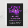 Pink Neon 27th Birthday Invitation | Zazzle