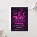 Pink Neon 30th Birthday Party Let's Glow Crazy Invitation | Zazzle