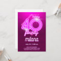 Pink Neon 40th Birthday Party Invitation Card | Zazzle