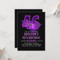 Pink Neon 46th Birthday Invitation | Zazzle