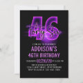 Pink Neon 46th Birthday Invitation | Zazzle